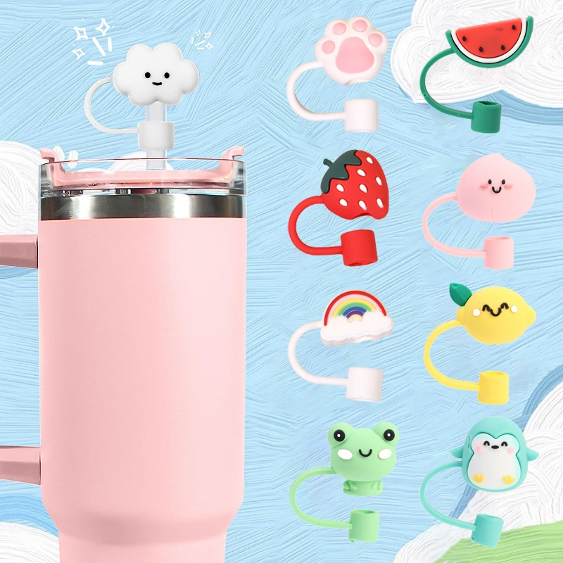 Cartoon Silicone Straw Splash Proof Plugs Cover / Reusable Anti-dust ... Cartoon Silicone Straw Splash Proof Plugs Cover / Reusable Anti-dust ...