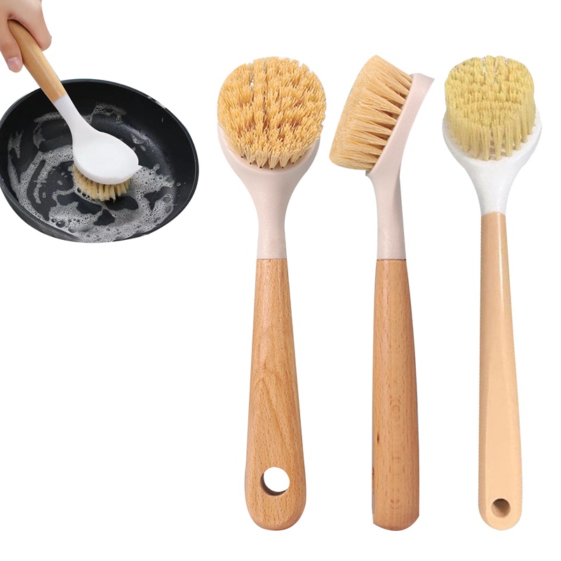 Bamboo Dish Scrub Brush Wooden Dish Scrubber Cleaning Brush for Washing ...