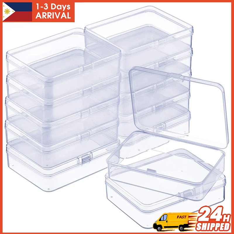 Mini Empty Hinged Small Boxes Clear Plastic Storage Box Containers with ...