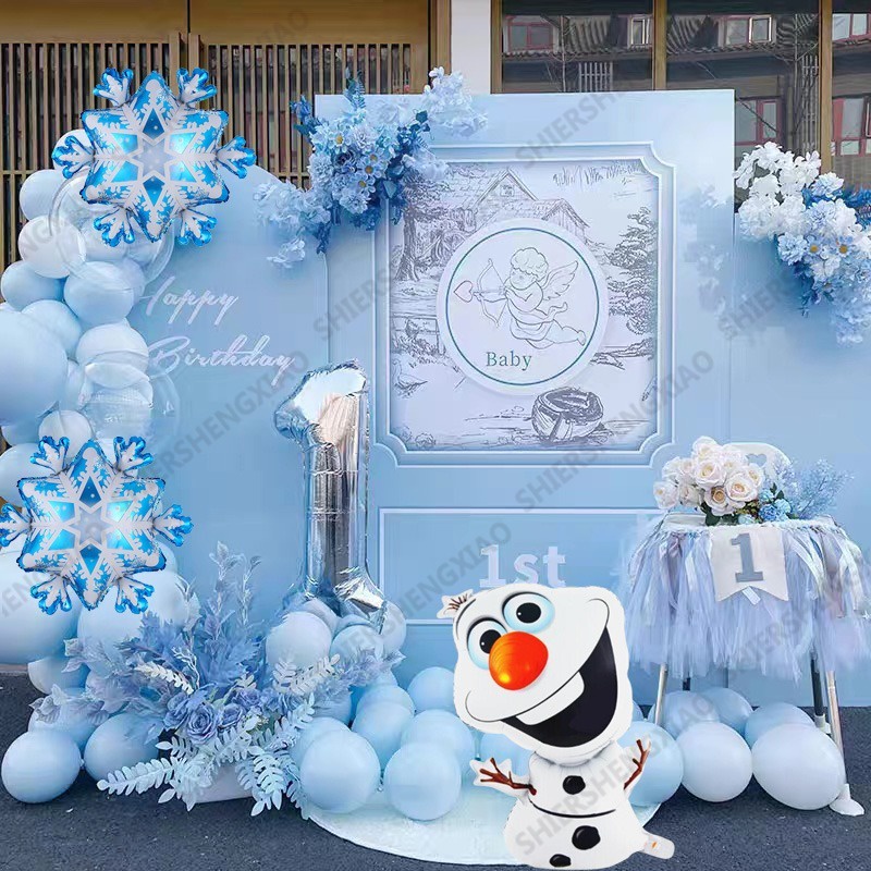 80pcs Frozen Olaf Theme Birthday Party Balloon Set Large Olaf Aluminum ...