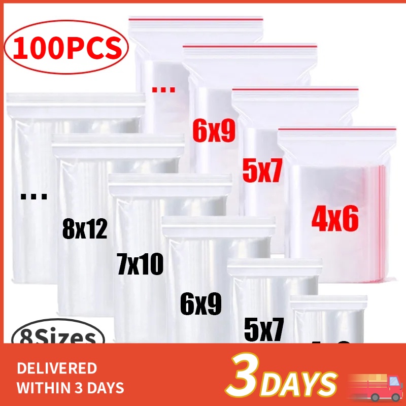 100PCS PE Self Sealing Bags/Plastic Food Packaging Bag/Transparent ...
