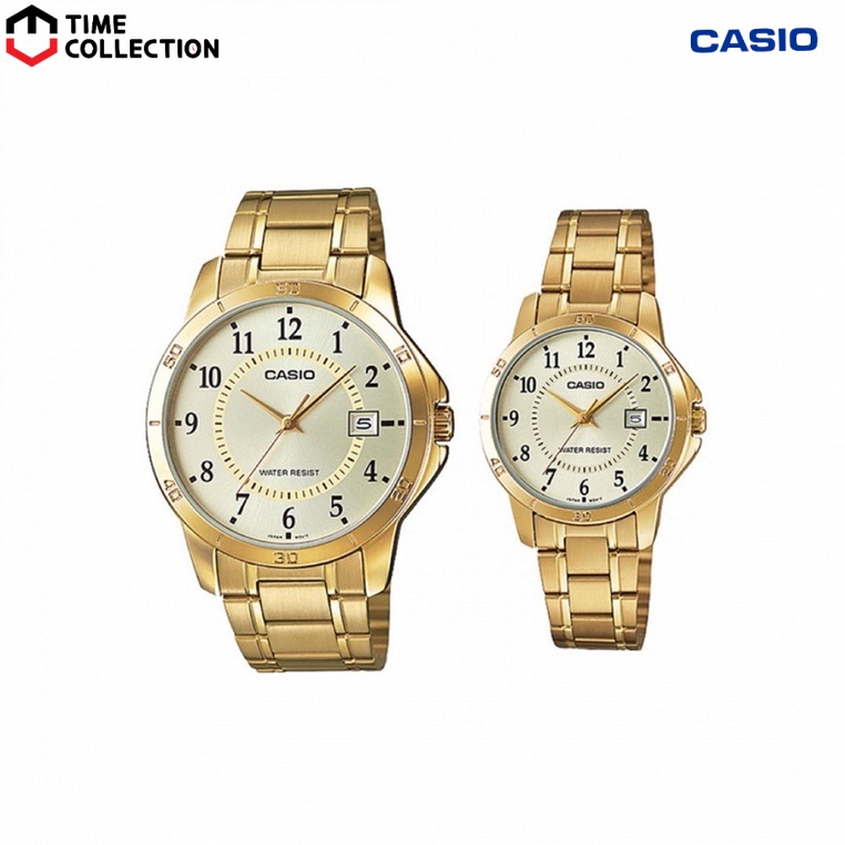 Casio Couple Watch COUPLE-V004G-9B Analog Stainless Steel Strap Watch ...