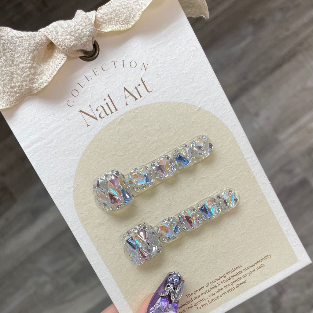 [HANDMADE]Artificial Toe Nails Full Diamond Gems Shiny Colorful ...