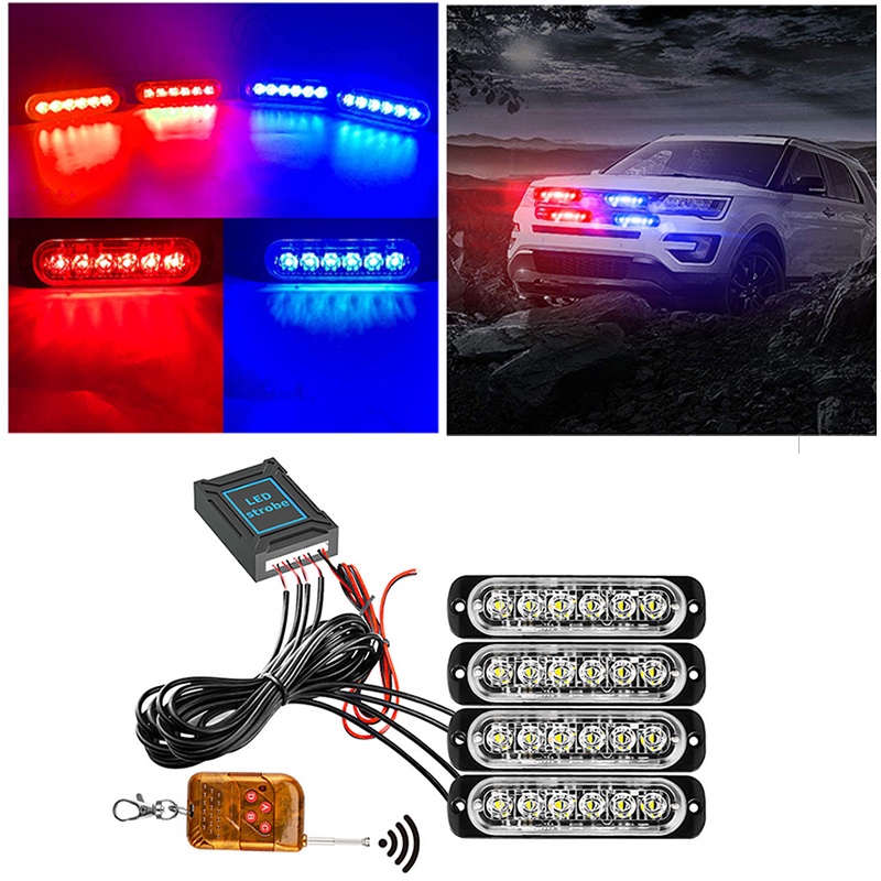 Truck Strobos Police Warning Light 24 LED Strobe Light Wireless Car ...