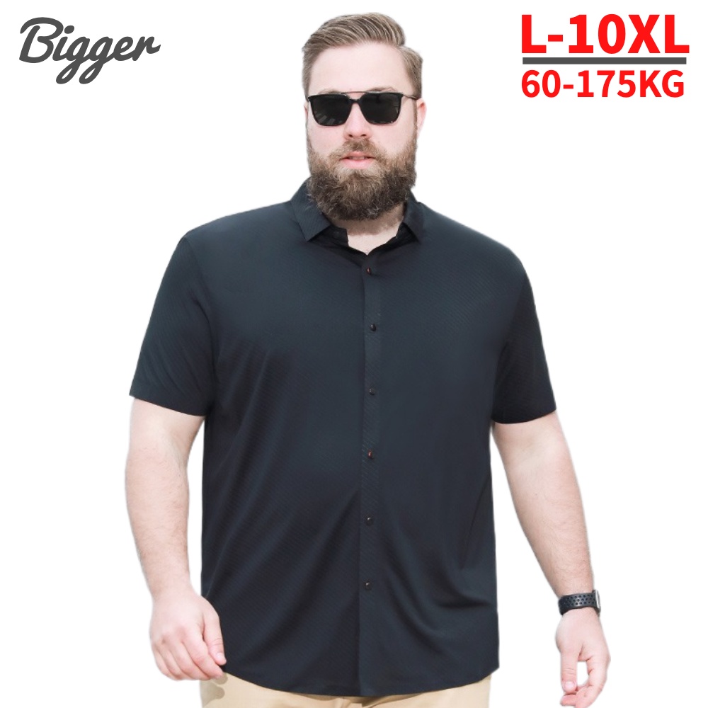 10XL Men Solid Color Short Sleeved Oversize Top Loose Elasticity Casual ...