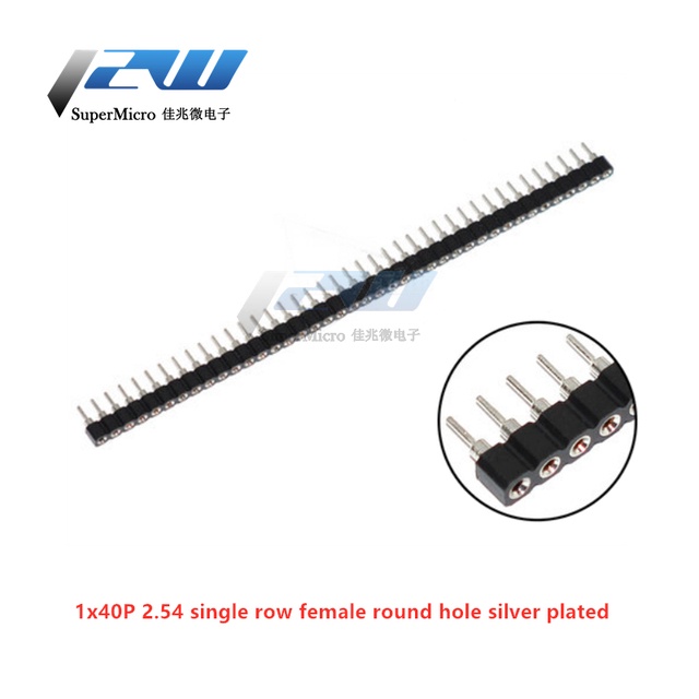 5 Pcs Round Hole Pin Header 2.54MM Pitch Row Female/Male, Single Row ... 5 Pcs Round Hole Pin Header 2.54MM Pitch Row Female/Male, Single Row ...