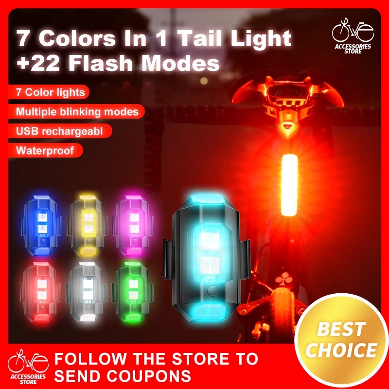 7 Color In 1 BIke Light Rechargeabl Blinker Back Light for Bike Tail ...