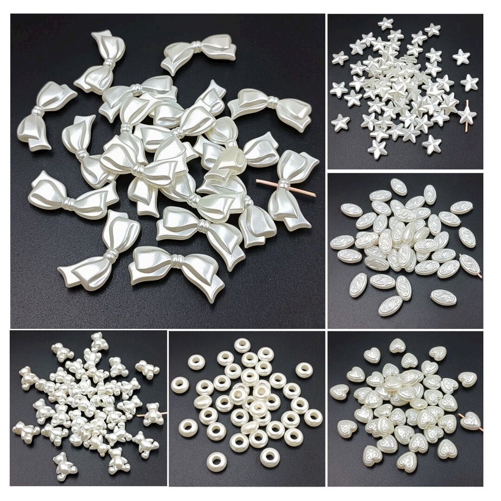 10/50/100Pcs DIY Beaded Material ABS Imitation Pearl Butterfly Round ...