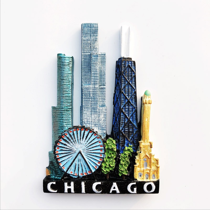 USA Chicago Refrigerator Magnets 3D Resin Handmade Refrigerator Magnets ...