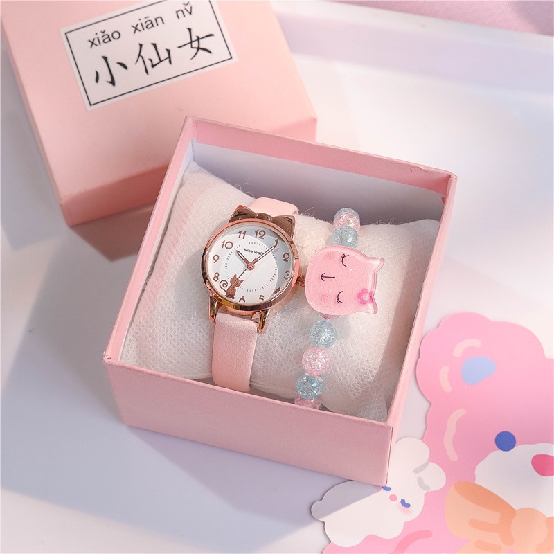 【Free Bracelet】Cute Children Quartz Watch Cartoon Bow Girl Watches ...