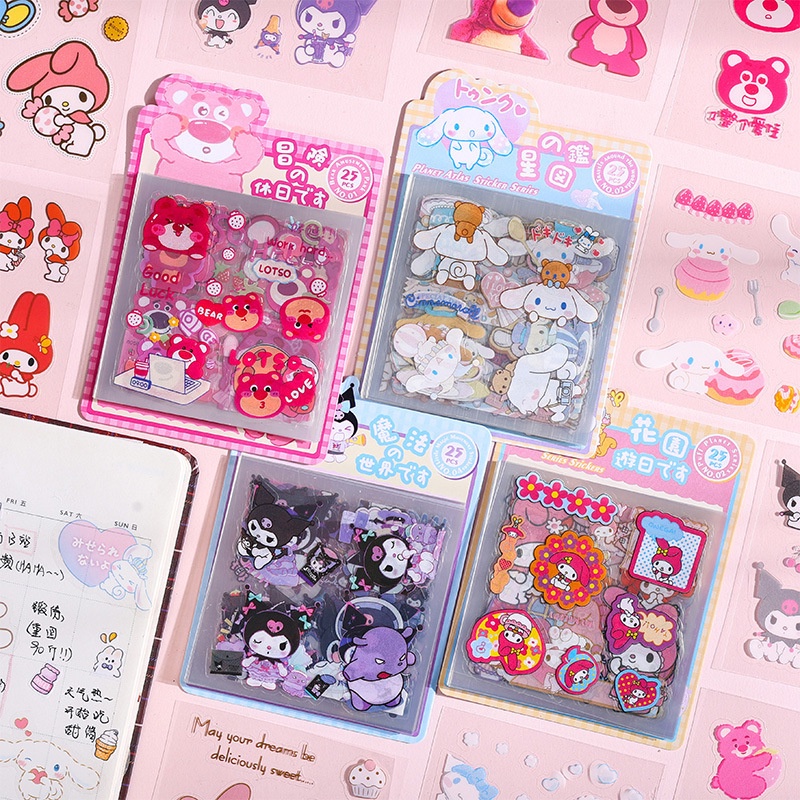 25 Sheets Sanrio Stickers Kuromi Transparent Cartoon Sticker DIY ...