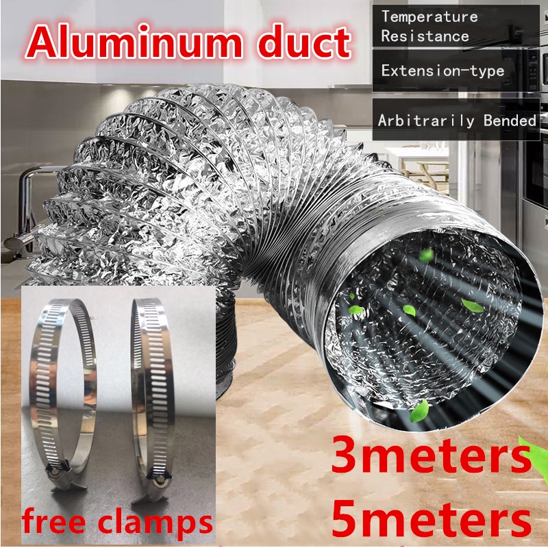 3M 5M Aluminum Foil Retractable Ventilation Duct Insulation Duct Hose ...