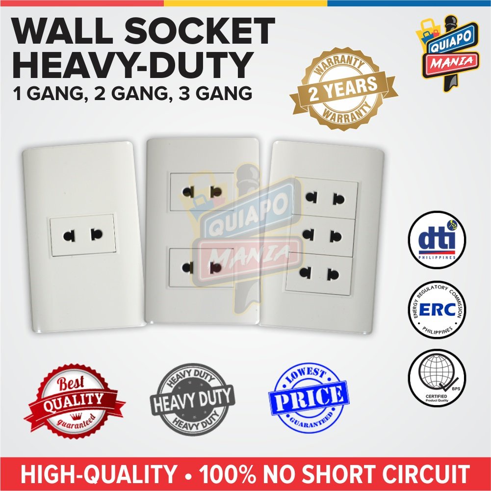Heavy-Duty Wall Socket Wide Series 1, 2, 3 Gang (2 YEARS WARRANTY) Wall ...