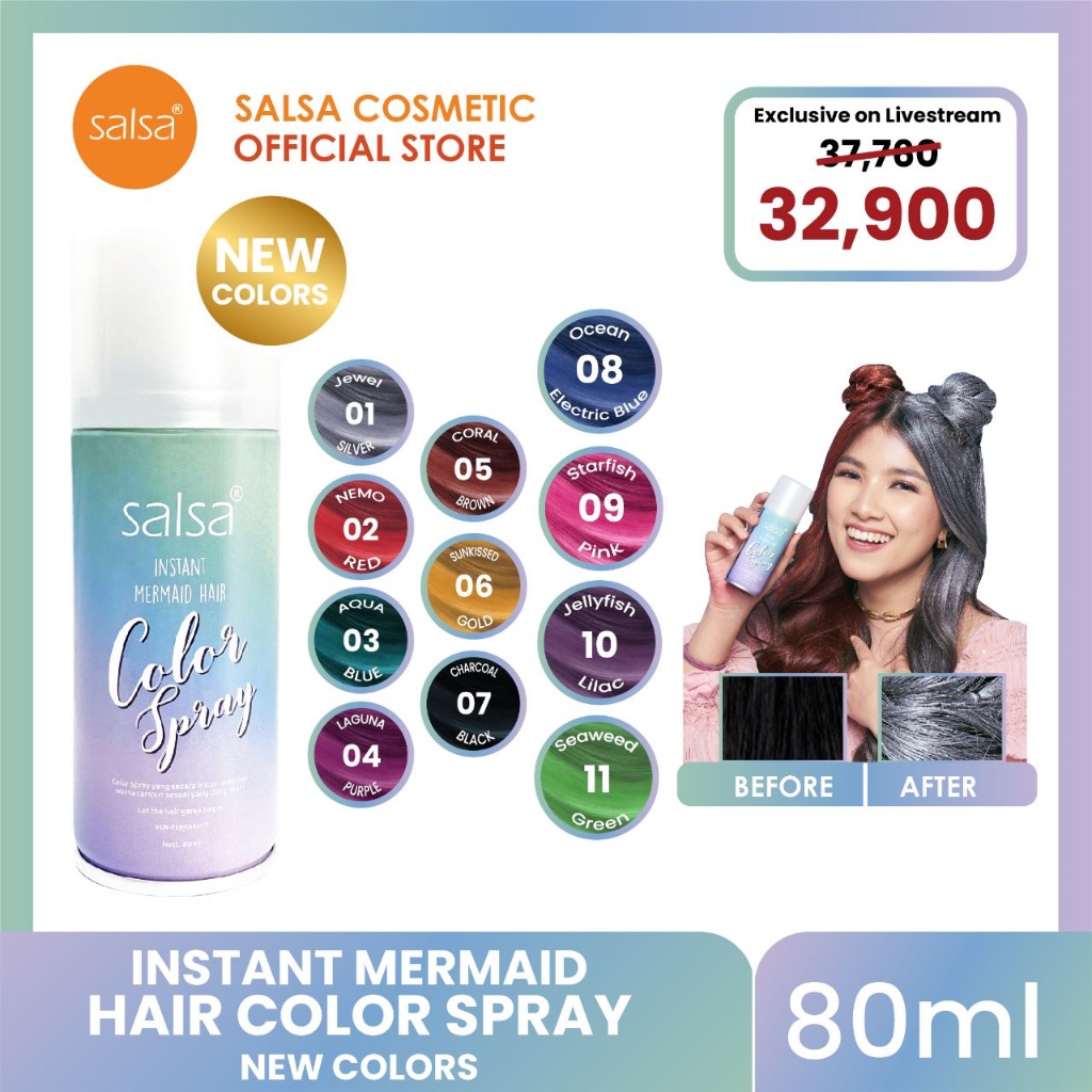 Salsa Instant Mermaid Hair Color Spray - Temporary Hair Polish | Shopee ...