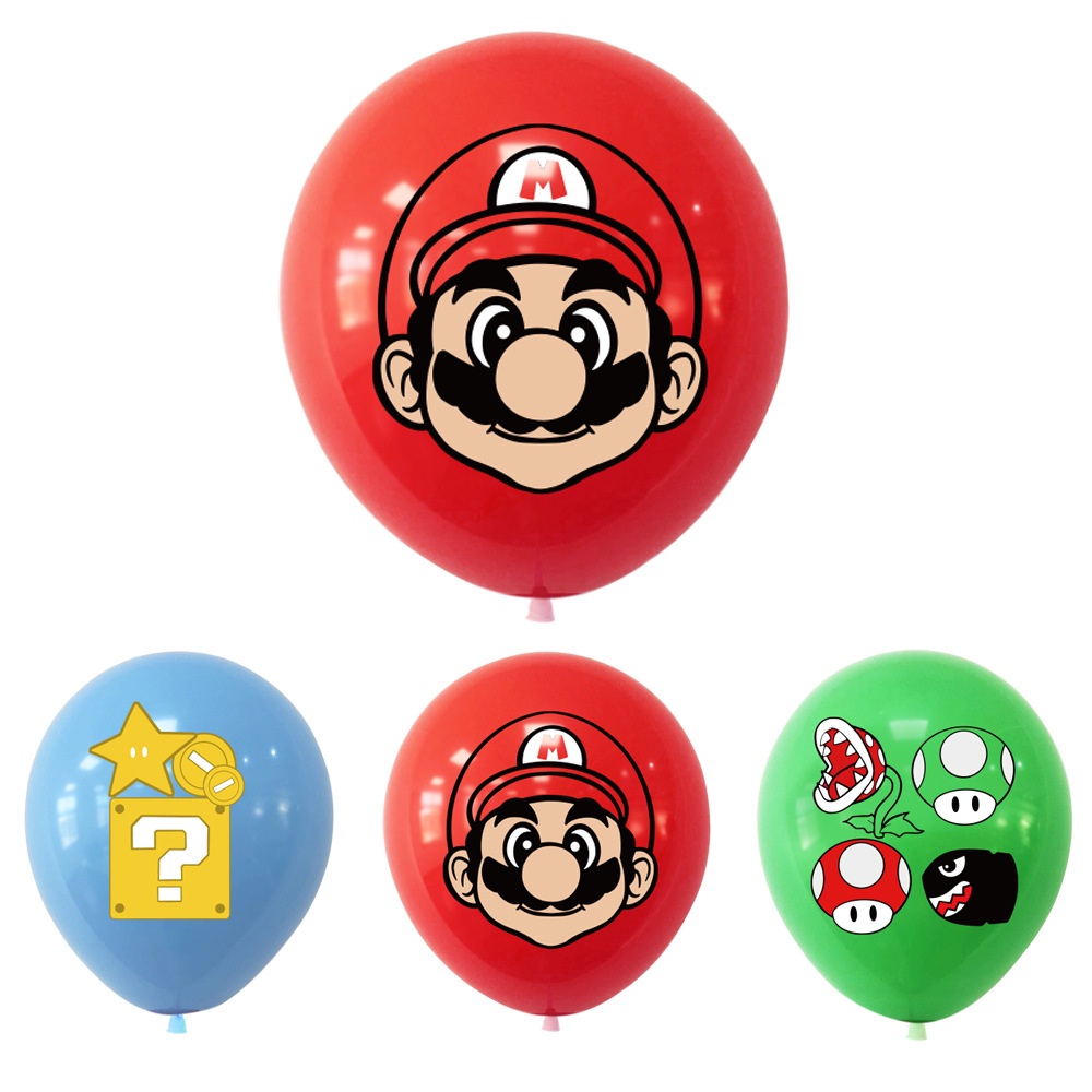 12pcs Super Mario Party Decorations Latex Balloon Bros Themed Boys ...