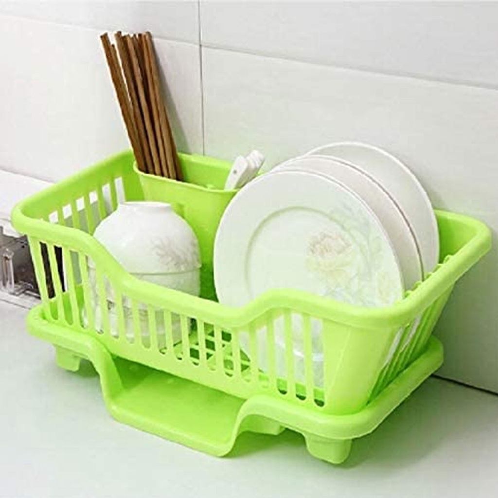 3 in 1 Plastic Drain Bowl Rack For Plates and Cutlery Random Color ...