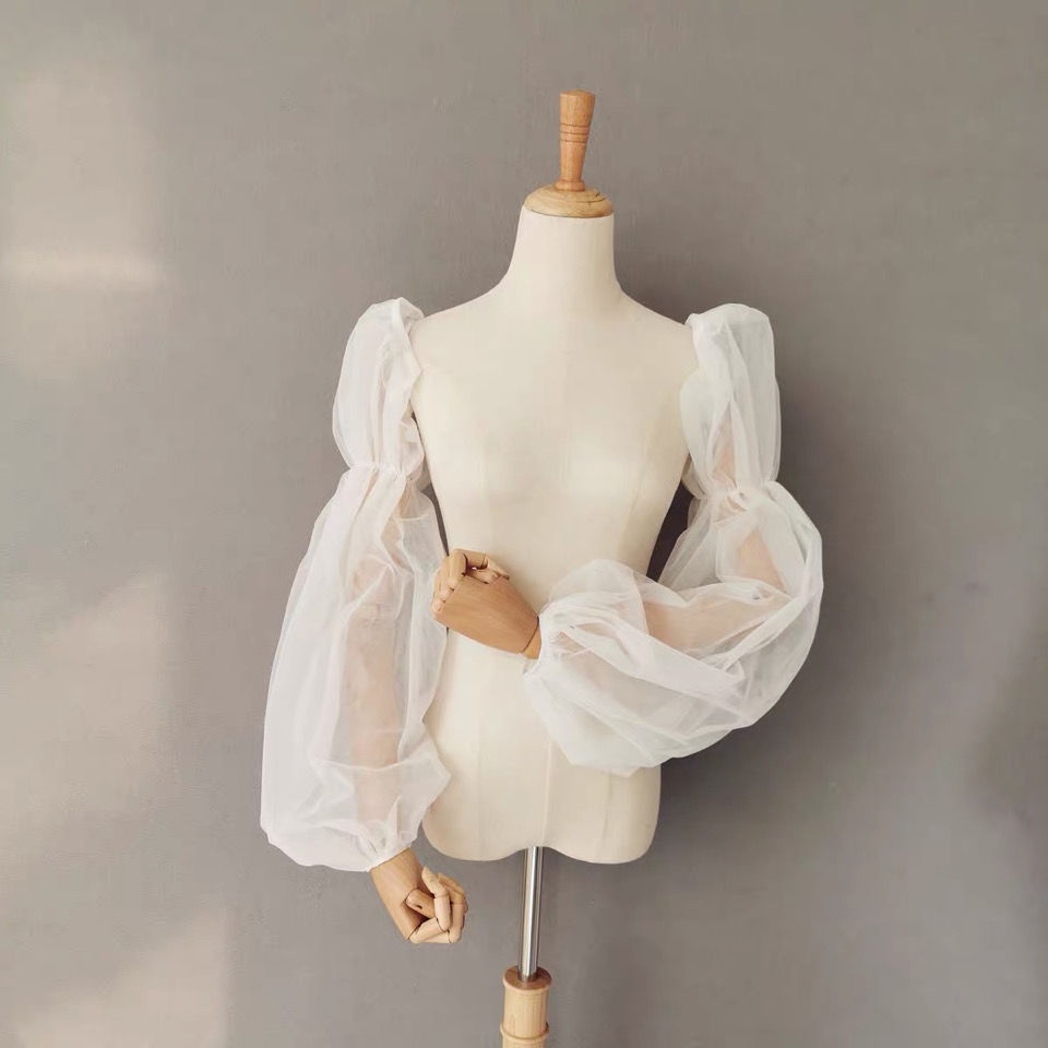 Women Removable Long Puffy Sleeves for Dress Wedding Dress Strapless ...