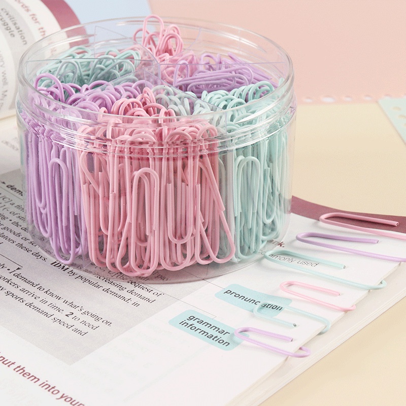 600Pcs 28mm 50mm Metal Macaron Color PaperClip Bookmark Stationery Set ...