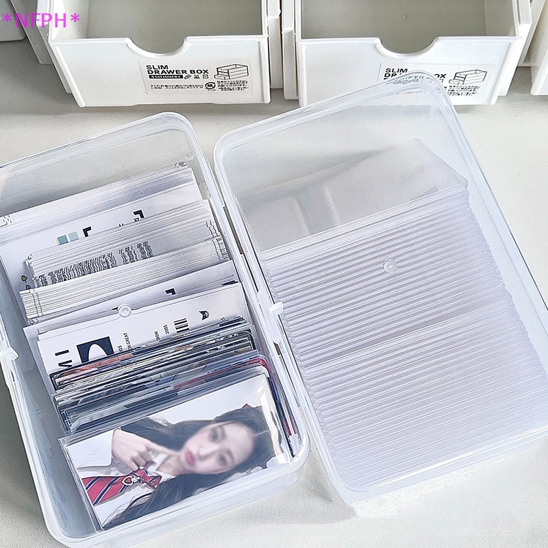 CKFR Photocards Storage Box Transparent Stickers Korea Idol Card Holder ...