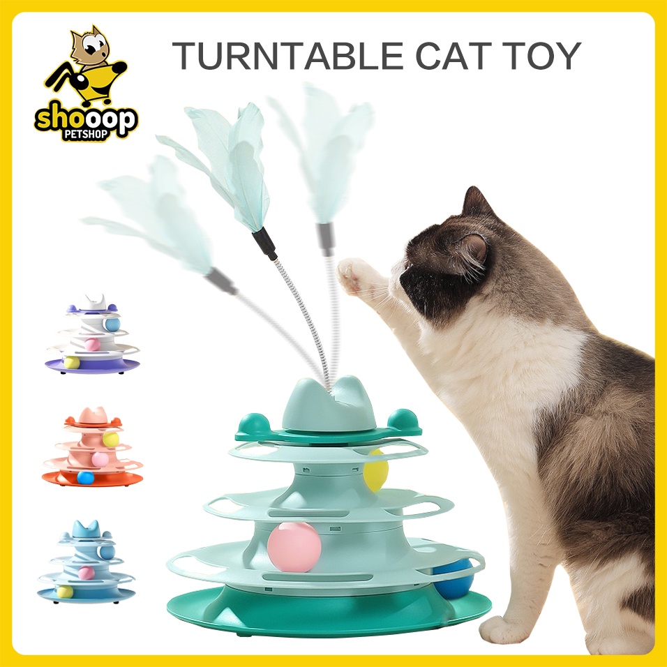 Pet Cat toys Interactive Toys Cats Four-Tier Turntable Pet Intellectual ...