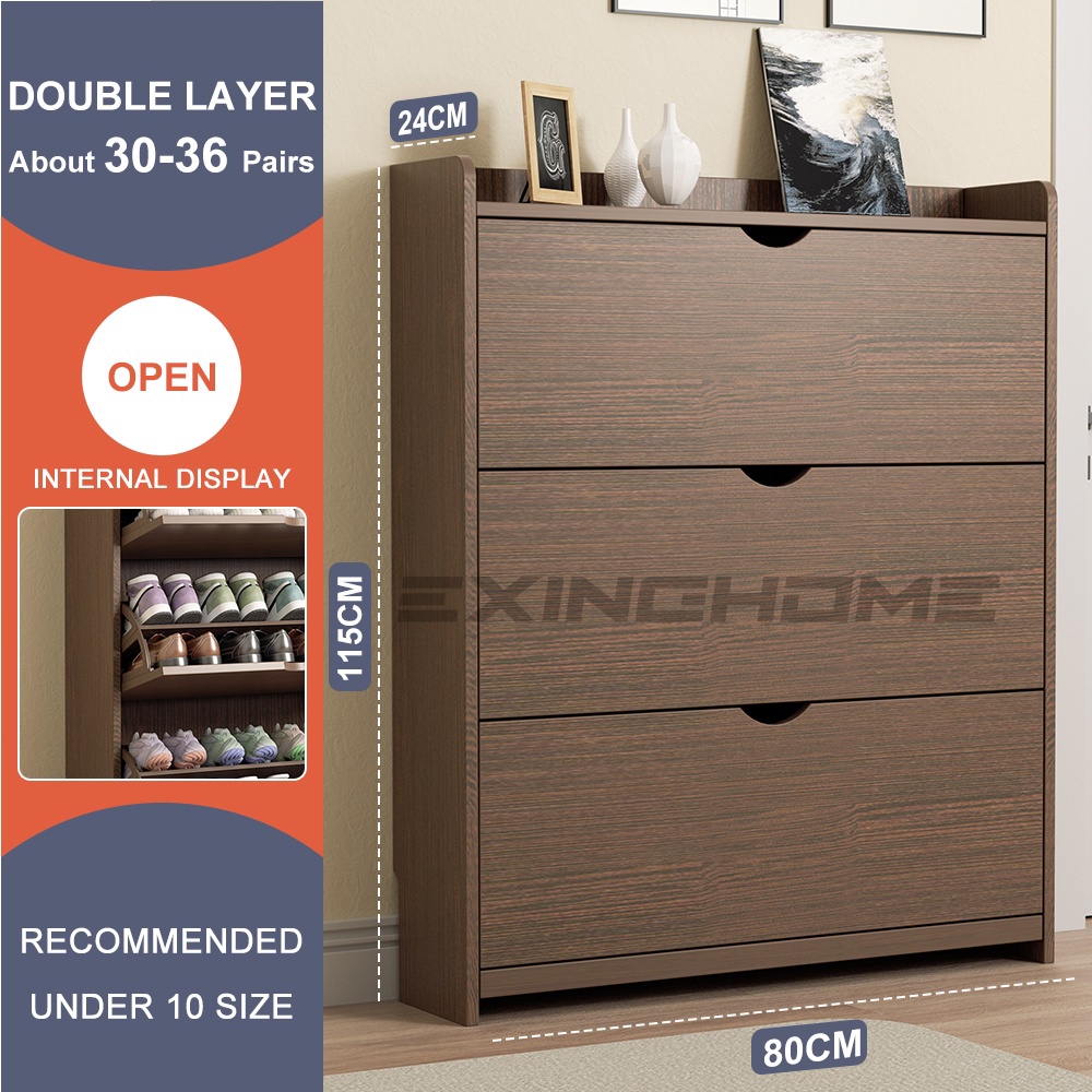 Wooden shoe rack cabinet wood high-capacity organizer with cover slim ...