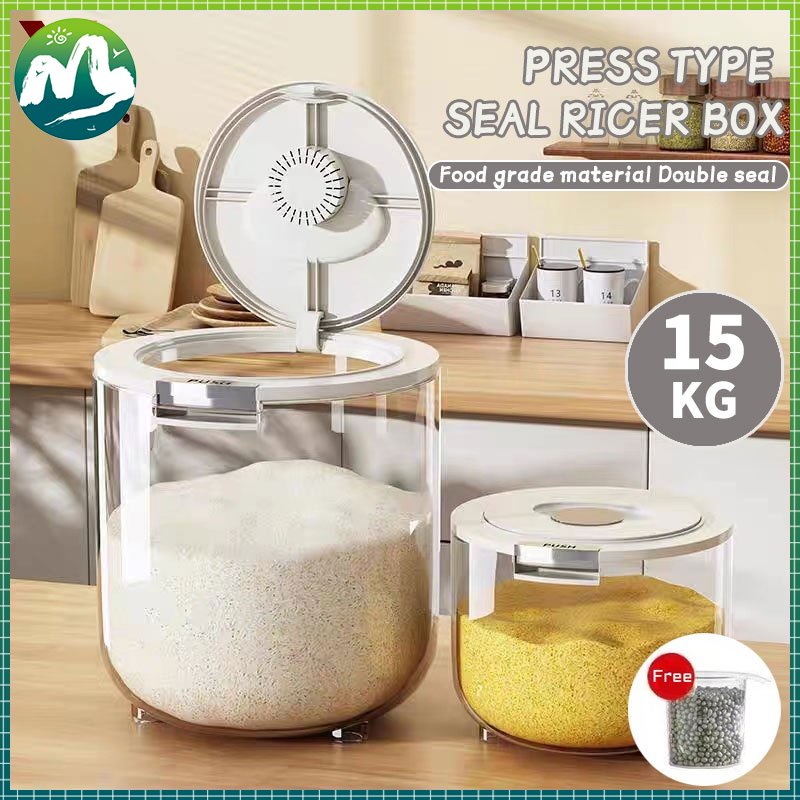 MS 10KG-15kg Rice Dispenser and Storage with measuring cup sealed grain ...