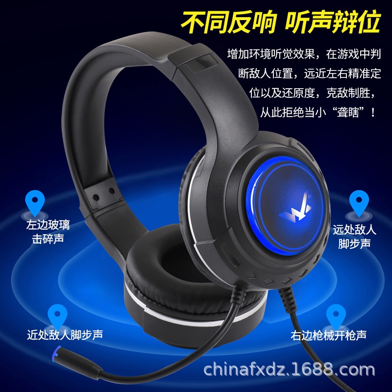 Fx-05 Headset Game Luminous Wired Computer Headset Subwoofer with Wheat ...