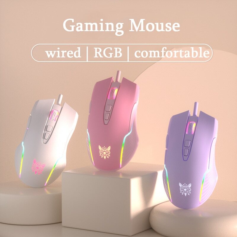 Ergonomic Wired Gaming Mouse 6400 DPI Optical Backlight Mice RGB ...