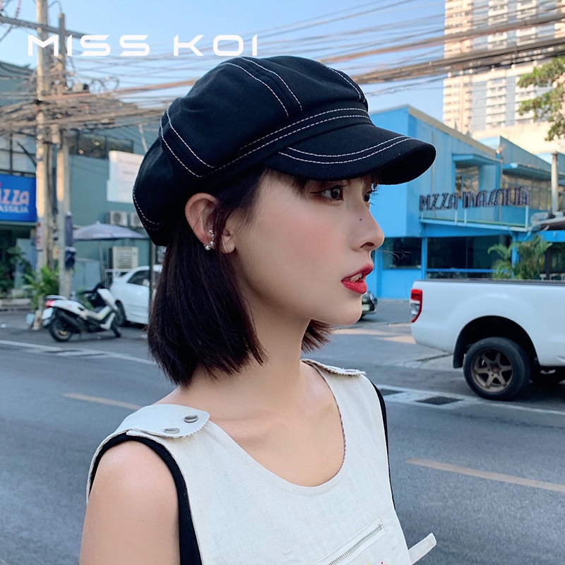 MISSKOI [Ready Stock] Octagonal Hat Female British Vintage Summer Thin ...