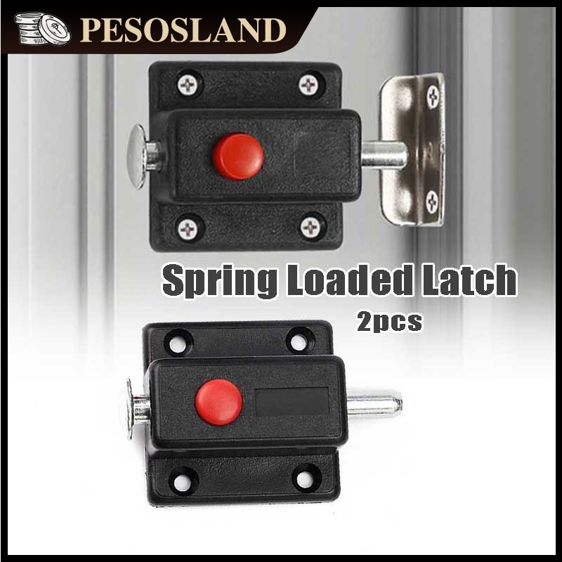 2Pcs Button Latch Door Bolts Latch Lock Cabinet Spring Loaded Lock ...