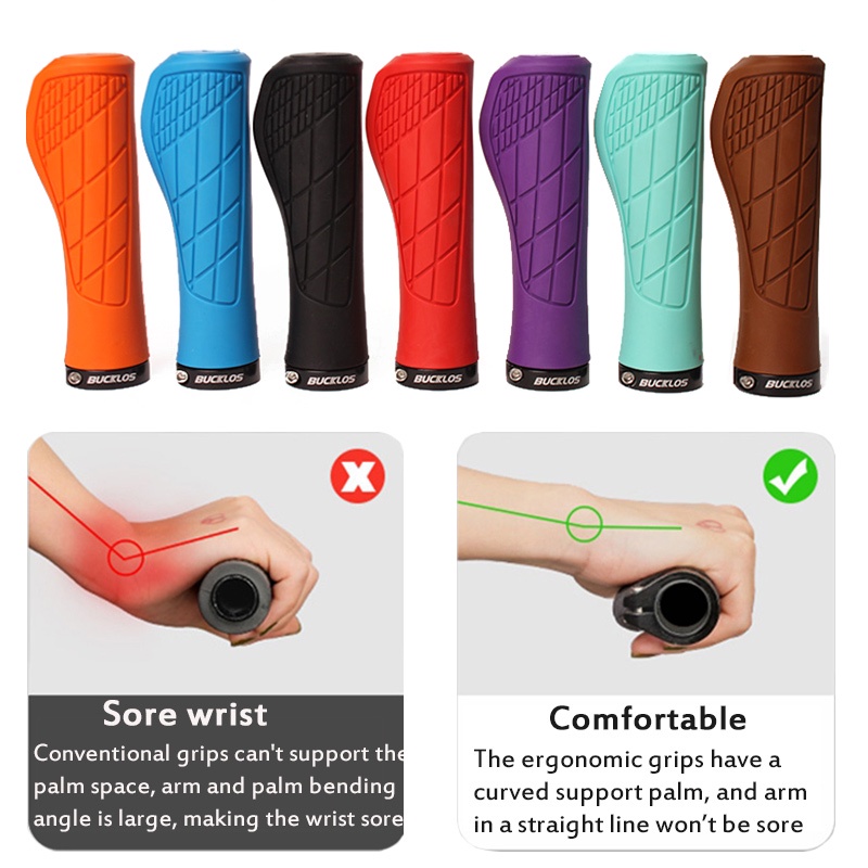 BUCKLOS MTB Handle Grip Ergonomic Bike Grips Handle Shock Absorption ...