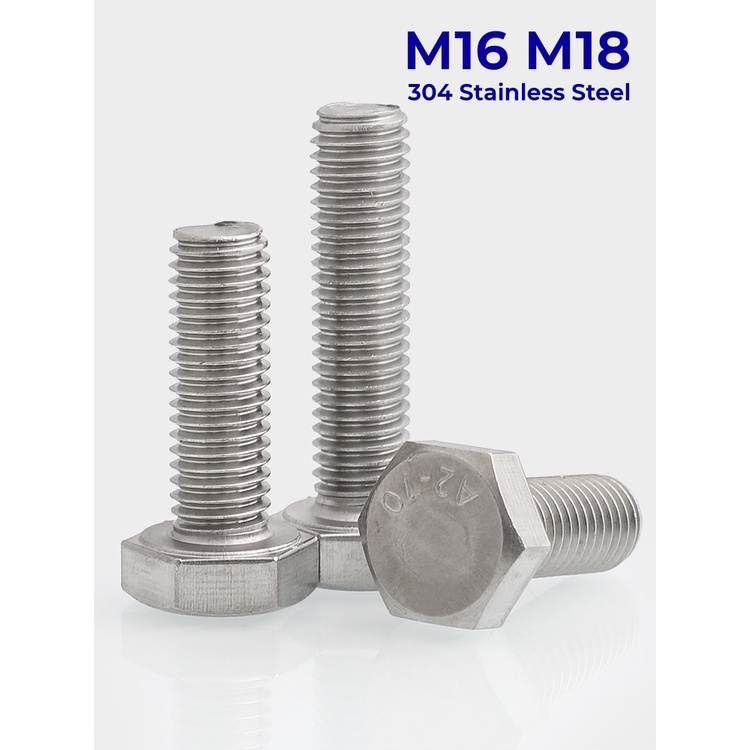 M16 M18 304-A2 Stainless Steel External Hex Hexagon Head Screws Bolts ...