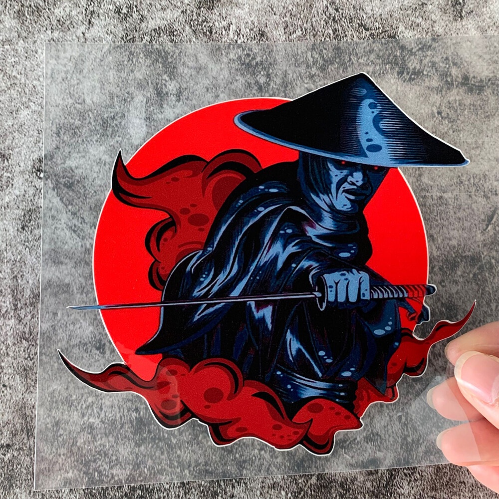JDM Reflective Decals Pers Japanese Black Samurai Waterproof Stickers ...