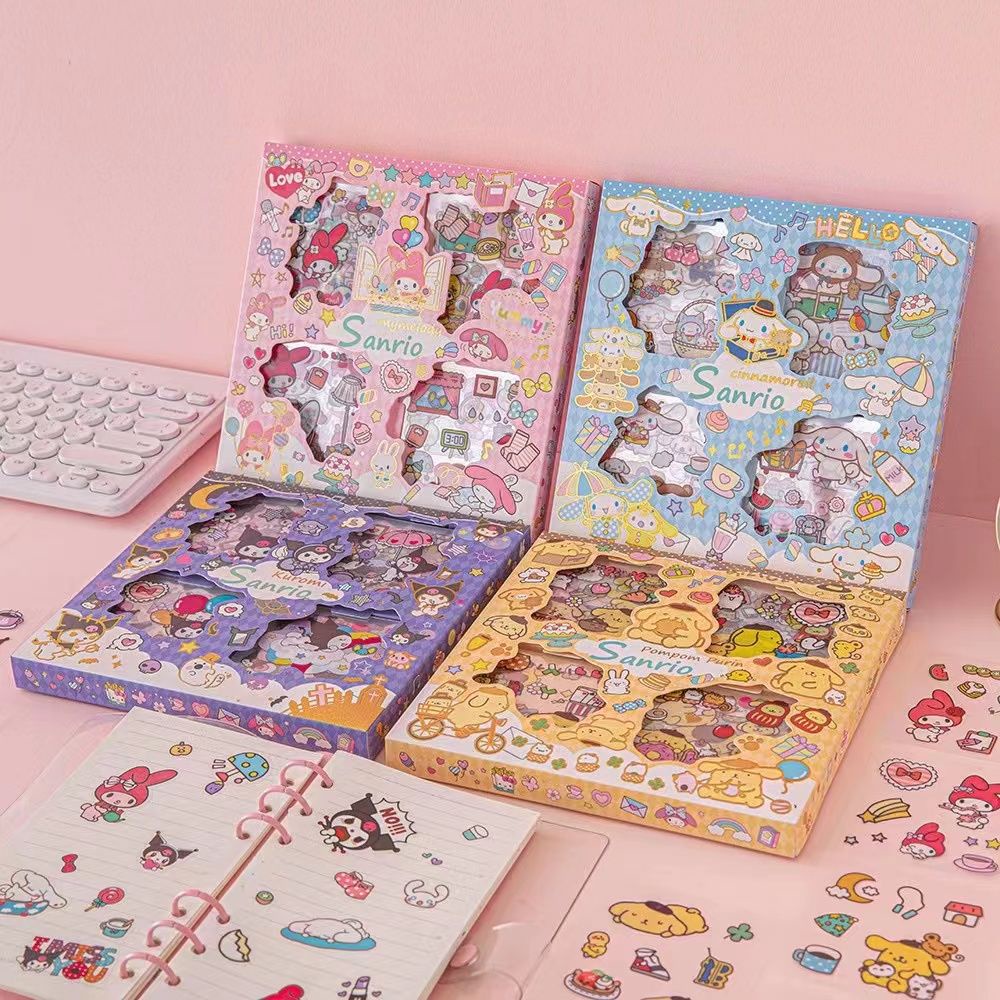 32Sheets Sanrio Cute Stickers Transparent Cartoon Kuromi Melody Hello ...