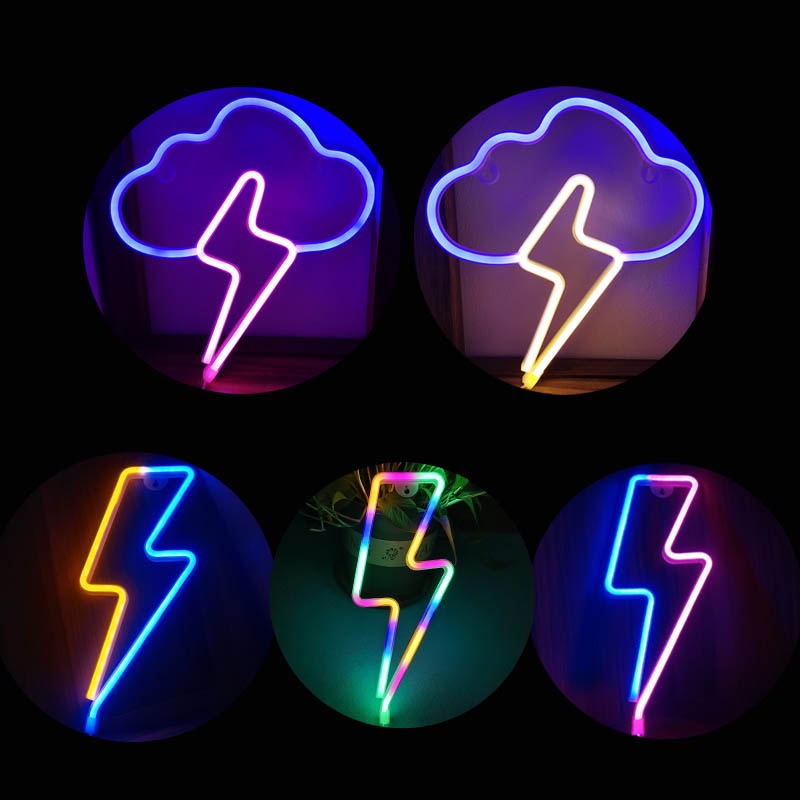 Cool Lightning Thunder Cloud Neon Sign/ LED Glow Sign/Wall Decoration ...