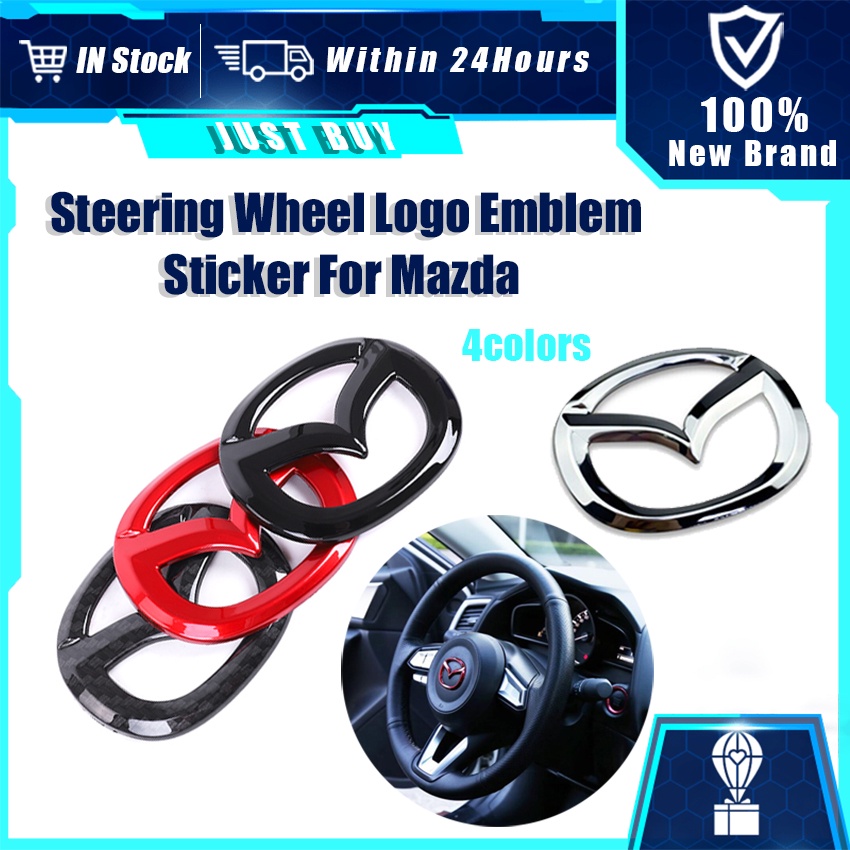 Car Steering Wheel Center Logo Sticker Stainless Steel Mazda Emblem ...