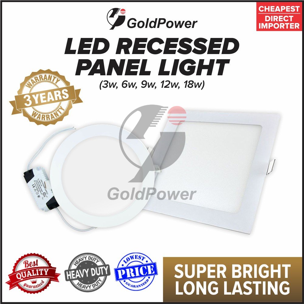 LED Recessed Panel Lights 3w, 6w, 9w, 12w, 18w / Round / Square ...