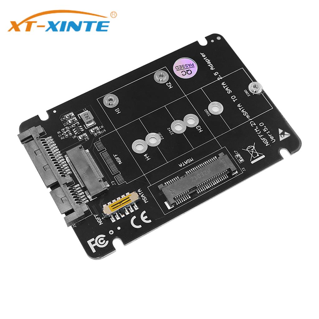 XT-XINTE 2 in 1 M.2 for NGFF key B & mSATA SSD To SATA3 SATA III Adapter Card Converter Board ...