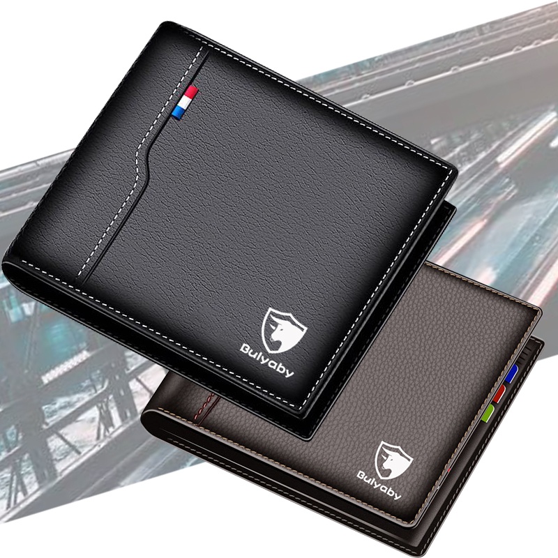 Korean Short Wallet Quality Leather Wallet Card Holder For Men | Shopee ...