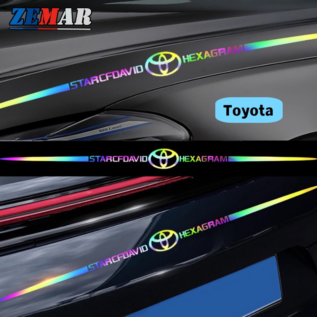 1Pc Toyota Laser Reflective Sticker Colorful Logo Decoration For Wigo ...