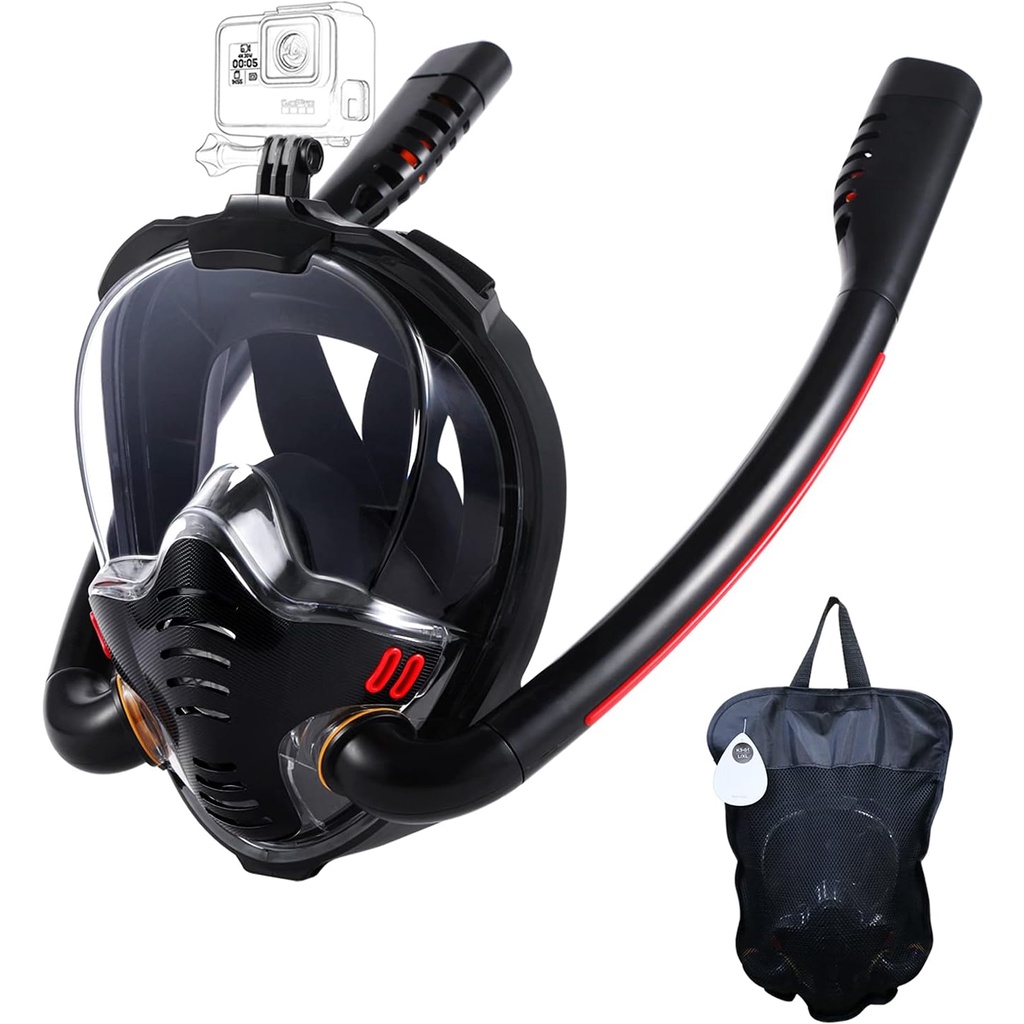 Full Face Snorkel Mask with Anti-Fog Wipes, 180 Degree Panoramic HD ...
