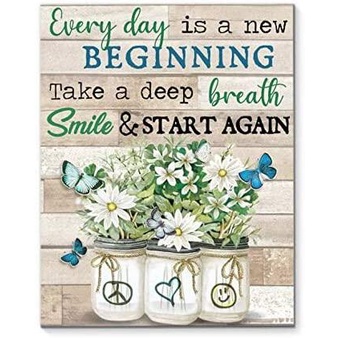 Butterfly Every Day Is a New Beginning Take a Deep Breath Smile Start Again Canvas Painting ...