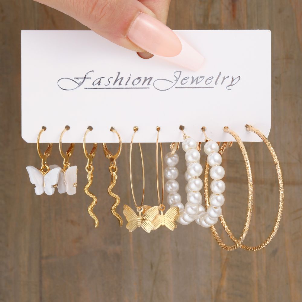 Retro Gold Hoop Earrings for Women Pearl Hypoallergenic Piercing ...