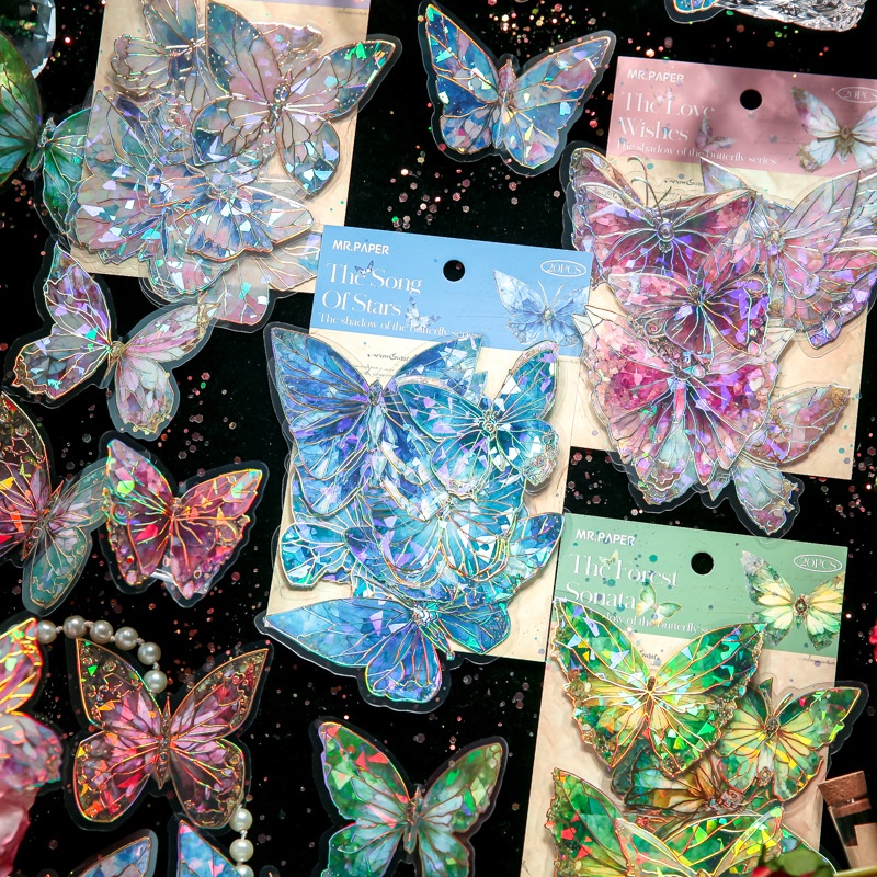 ENWEI 20 Pcs [Butterfly Shadow Trail Series] Lovely Journal Stickers ...