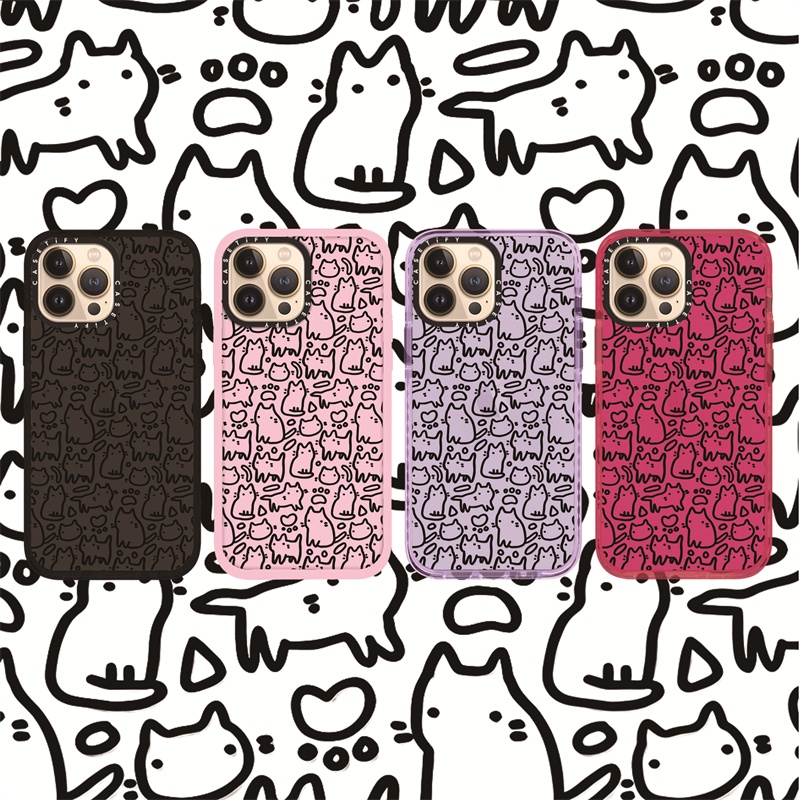 CASECASE X Cat Sketches RosePink Color Transparent Soft iPhone Case For ...