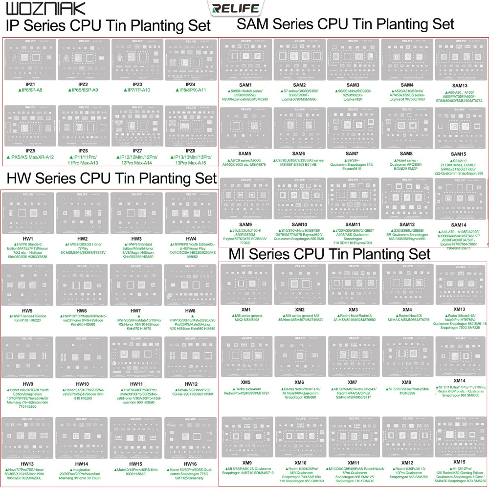 RELIFE RL-044 BGA Reballing Stencil For IPHONE HUAWEISamsungXIAOMI CPU ...