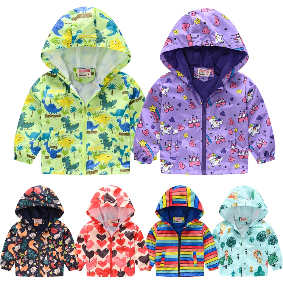 Kids Clothes Boys Jackets Children Hooded Zipper Windbreaker Baby Print ...