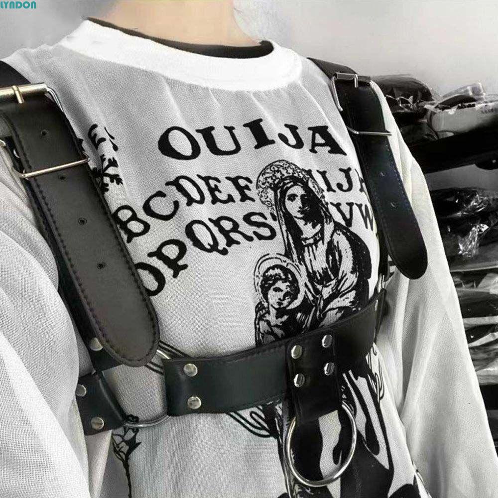 LYNDON Leather Buckle Vest Punk Cool Straps Adjustable Harajuku For ...