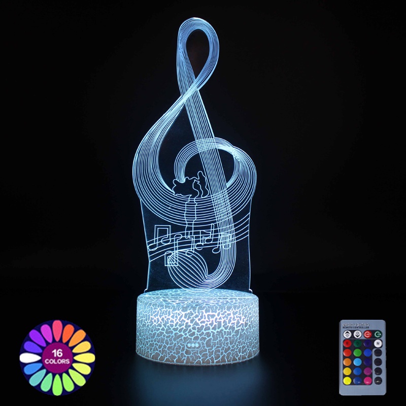 Novelty LED Lamp Creative 3D Musical Note Home Bedroom Decor Bedside ...