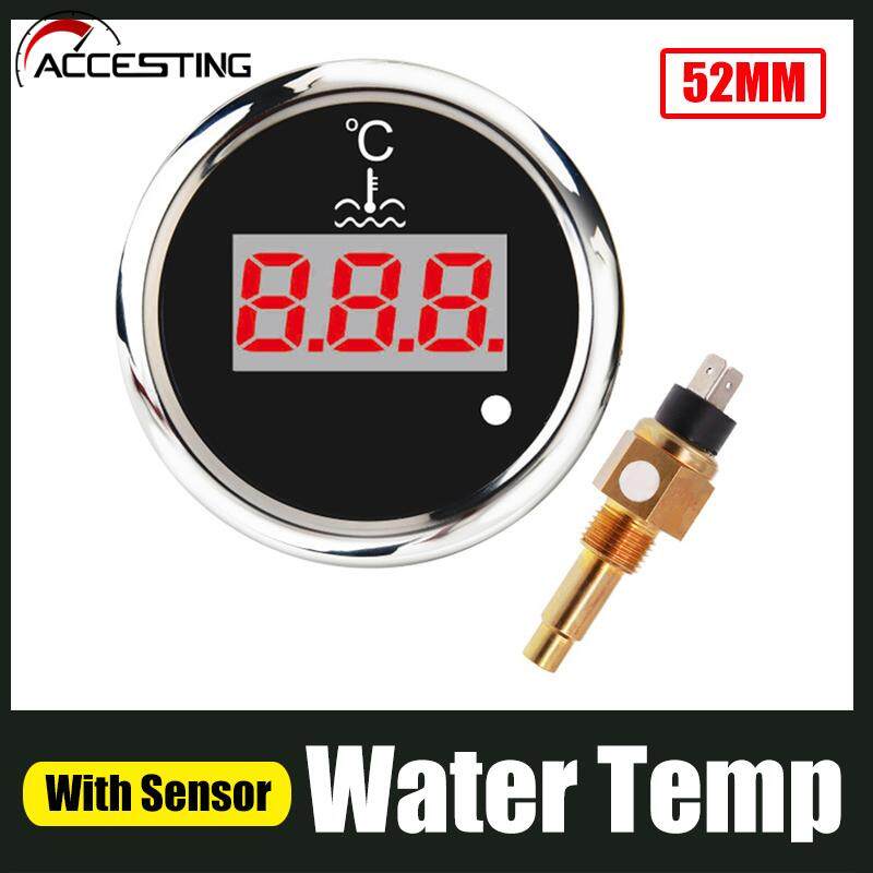 Digital 52mm Water Temp Gauge 40-120℃ With Water Temperature Sensor Sender M16*1.5 Water Temp ...